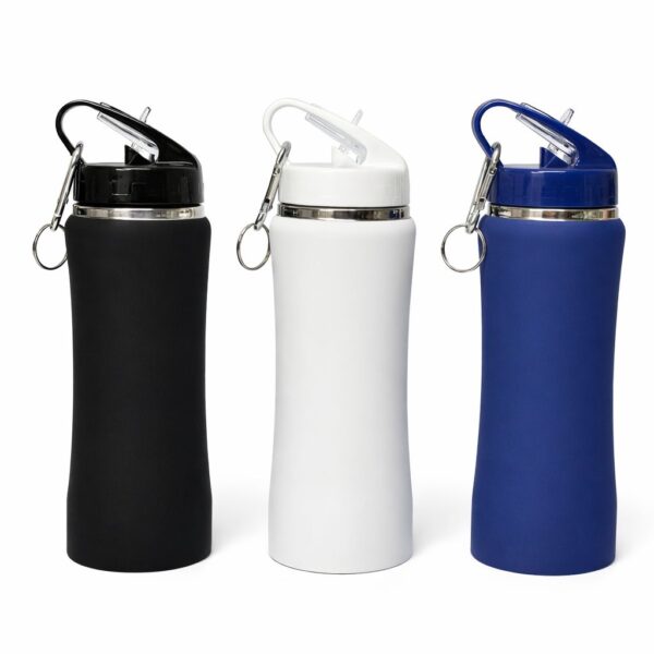 Térmica Garrafa 350ml Inox Squeeze Emborrachada Bico Flip com Chaveiro ...